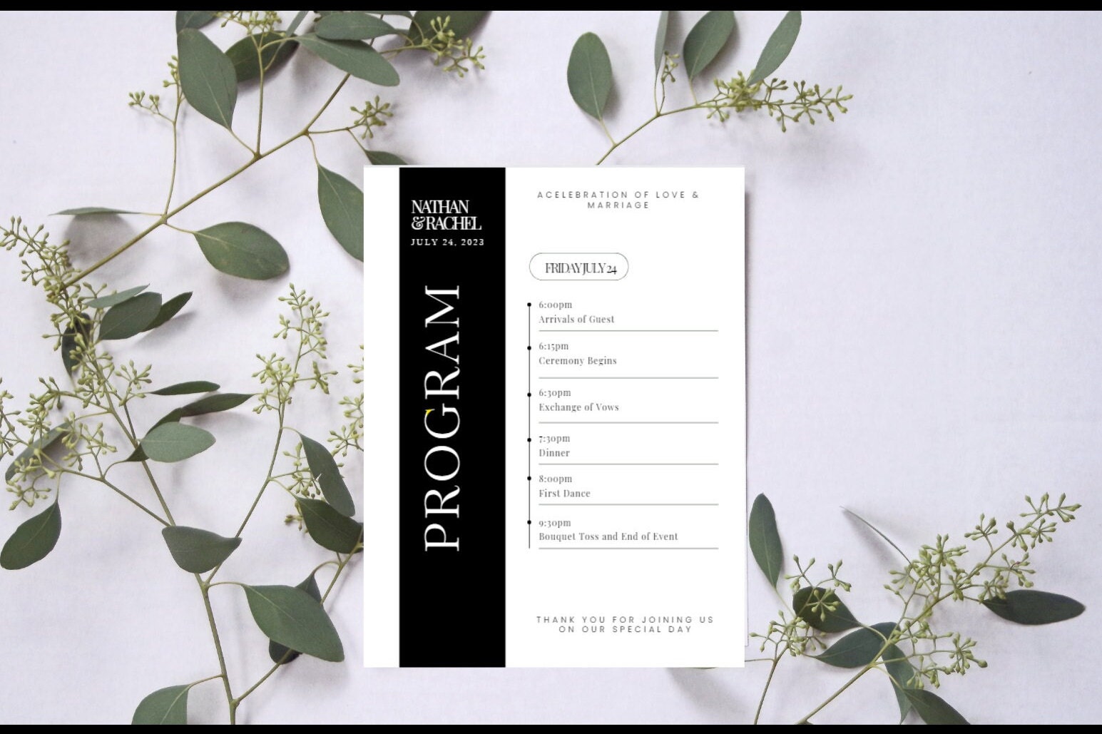 Wedding Program Template, Modern, Wedding Ceremony Program, Printable ...