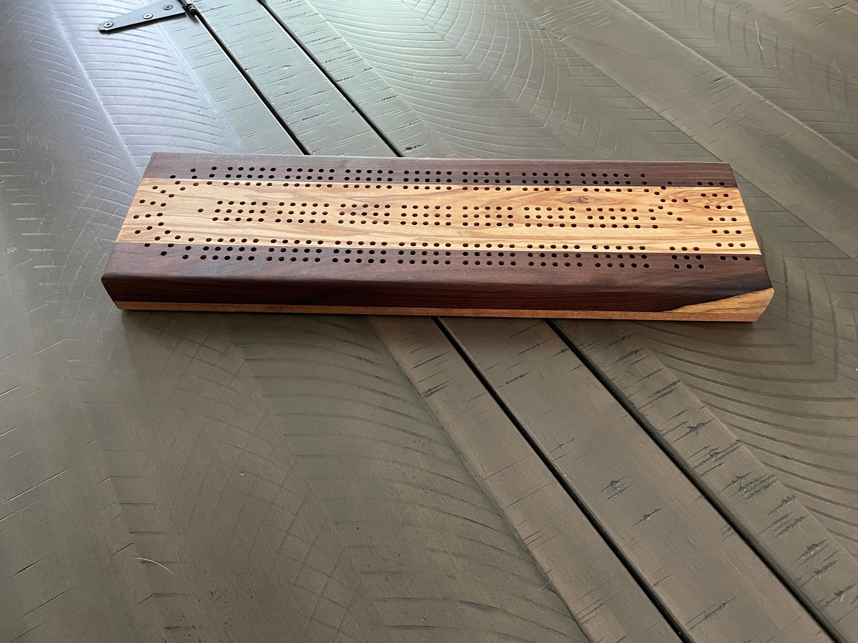 Handmade Hardwood 3 Lane Cribbage Board With Peg Storage. Great Gift ...