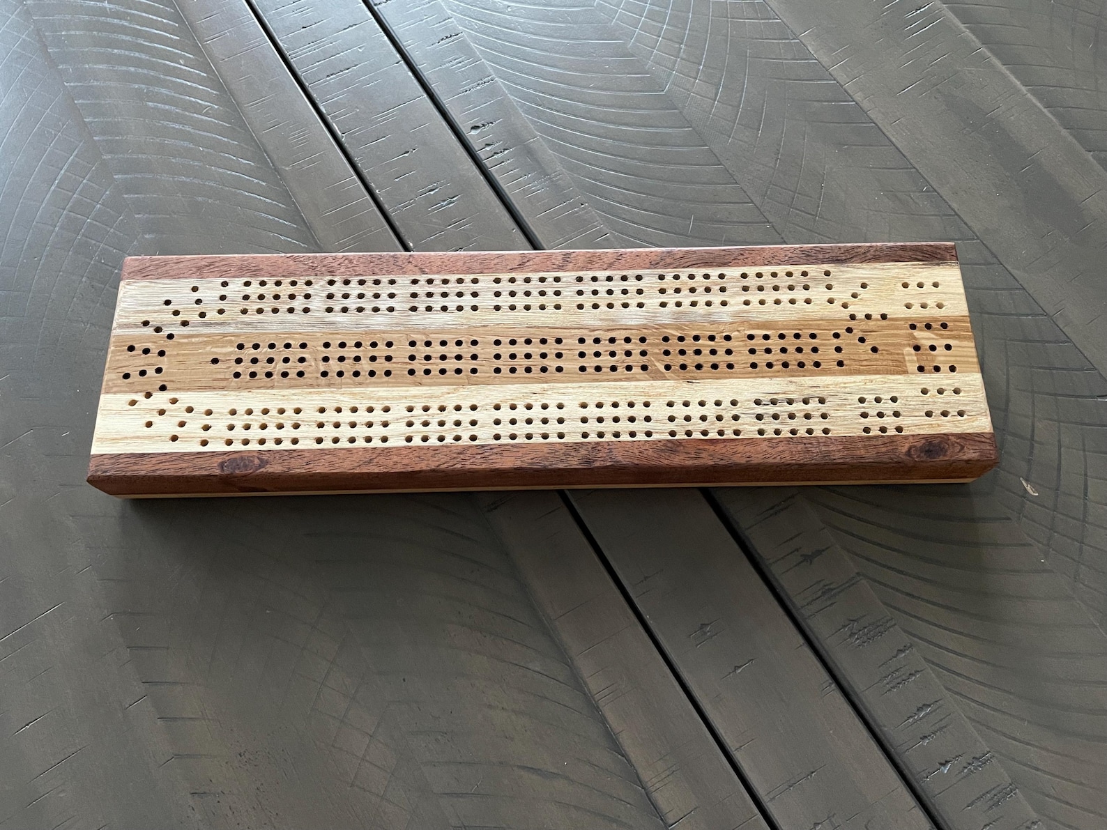 Handmade Hardwood 3 Lane Cribbage Board With Peg Storage. Great Gift ...