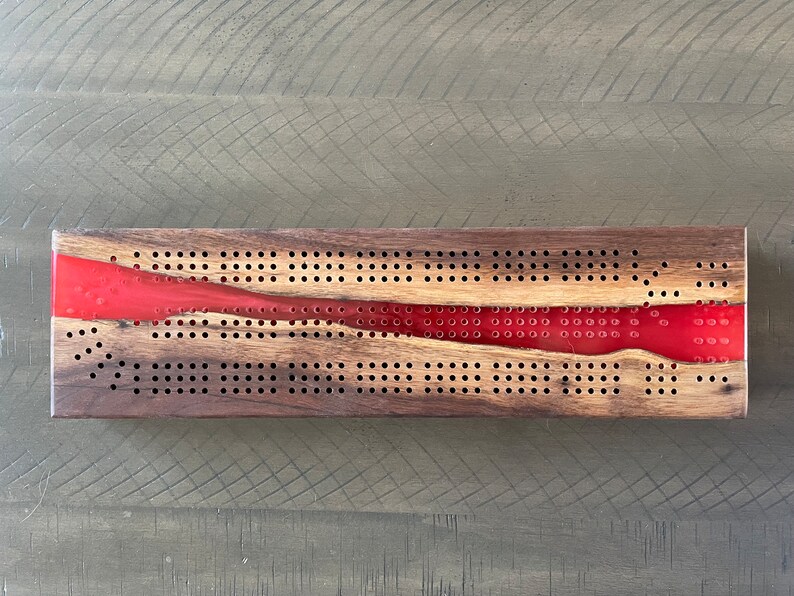 Handmade Hardwood & Epoxy 3 Lane River Cribbage Board With Peg - Etsy