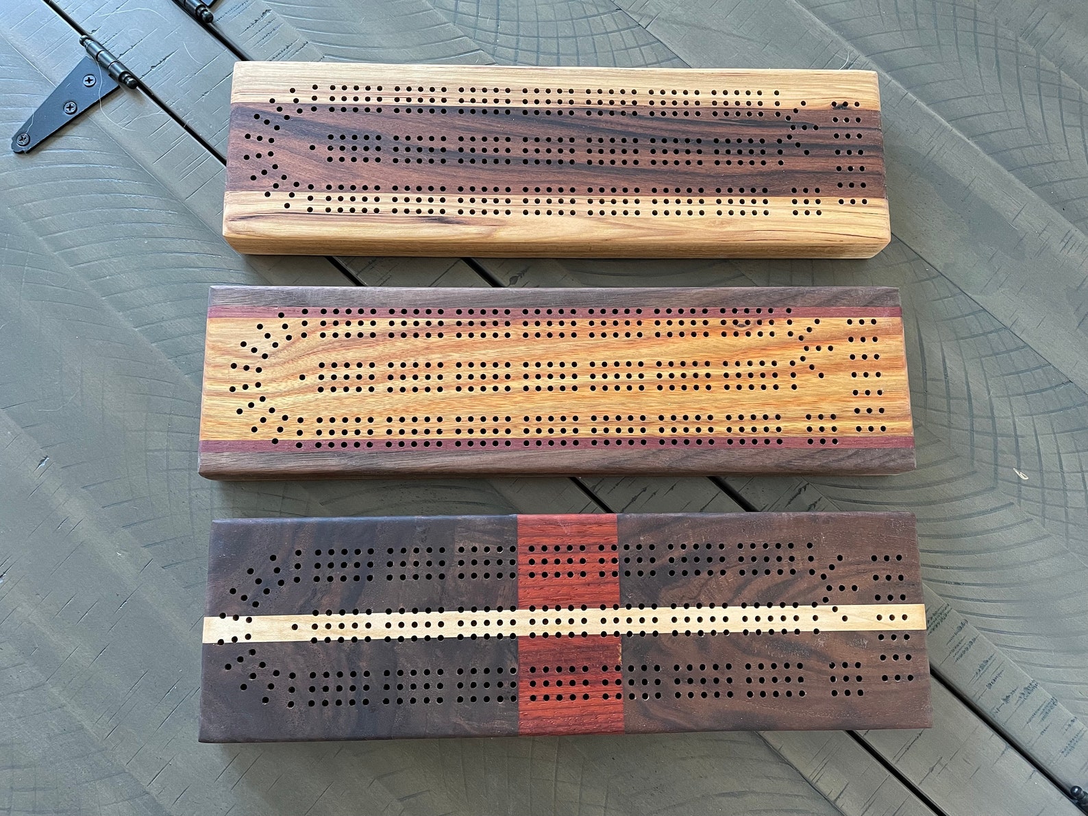 Handmade Hardwood 3 Lane Cribbage Board With Peg Storage. Great Gift ...