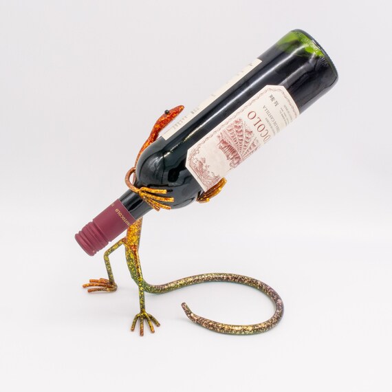 Brass Metal Gecko Wine Bottle Holder | Etsy