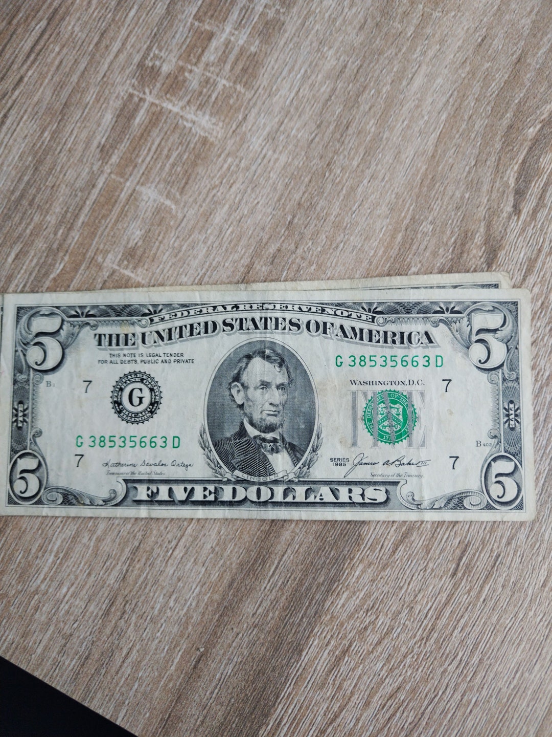 Vintage 1985 5 Dollar Bill Etsy vintage-1985-5-dollar-bill-etsy