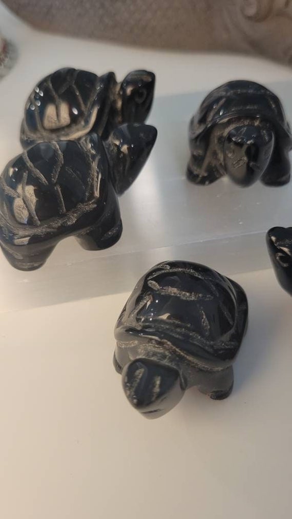 Small 2 Carved Obsidian Turtle Crystal - Etsy