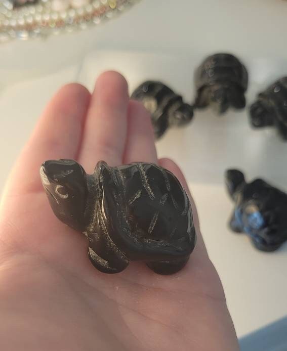 Small 2" Carved Obsidian Turtle Crystal - Etsy