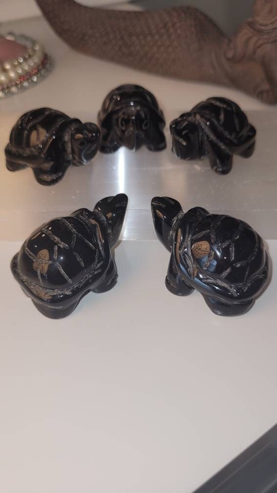 Small 2" Carved Obsidian Turtle Crystal - Etsy