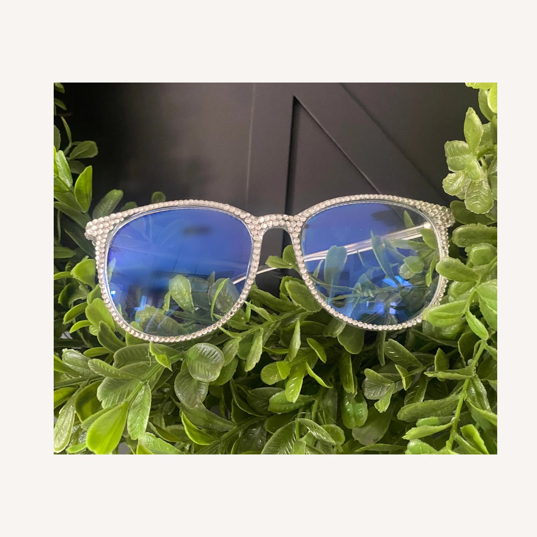 Rhinestone Blue Light Blocking Glasses Clear Oversized Frame Etsy 2028