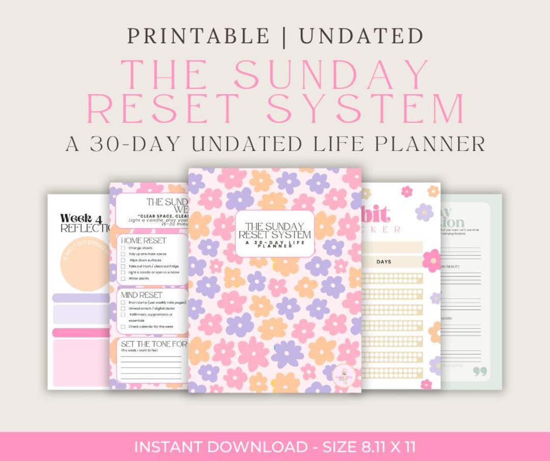 The Sunday Reset System: A 30-day Life Planner (PRINTABLE PDF) - Etsy