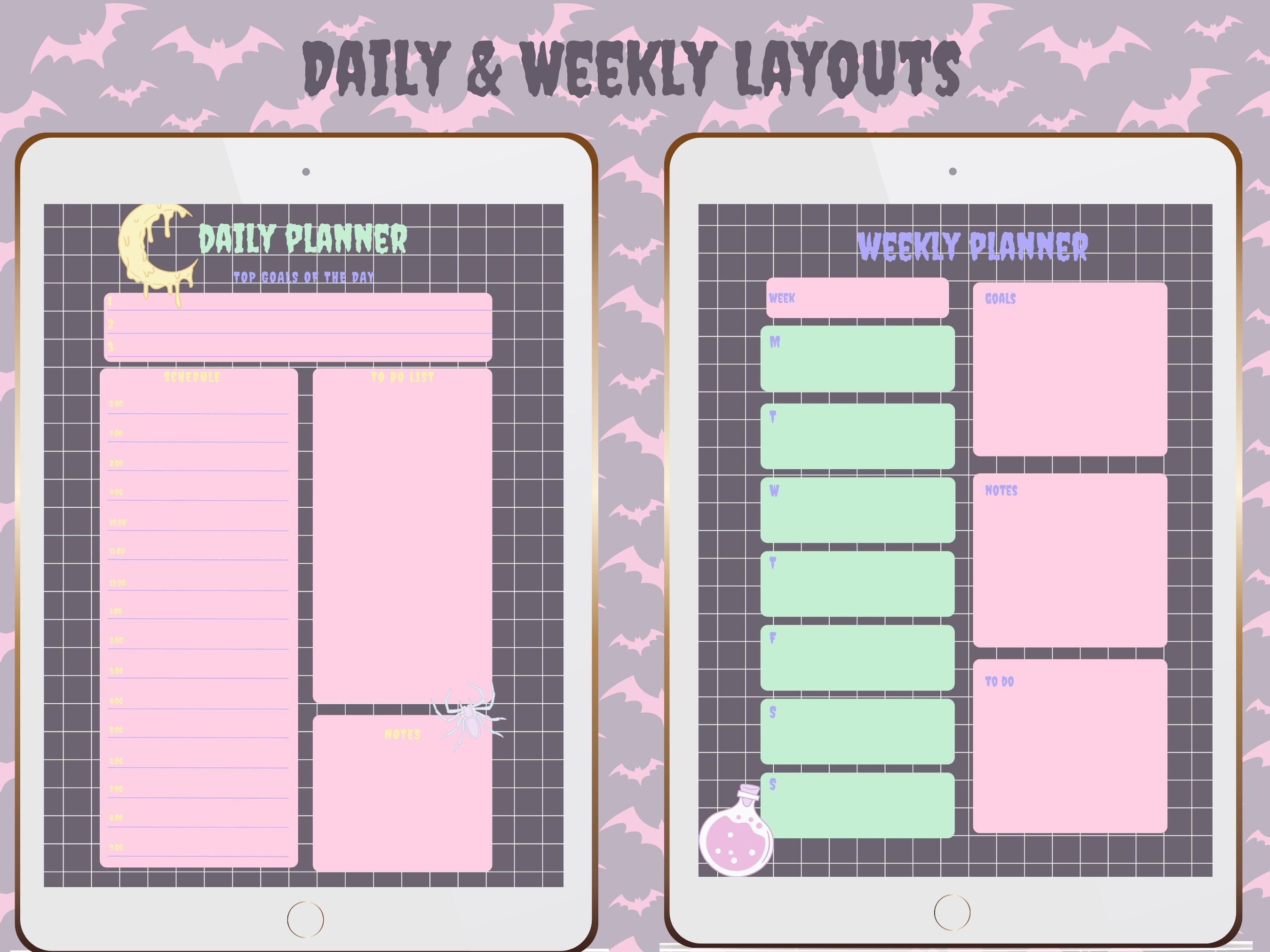 Undated Creepy Cute Aesthetic Digital Daily/ Weekly/ Monthly Planner ...