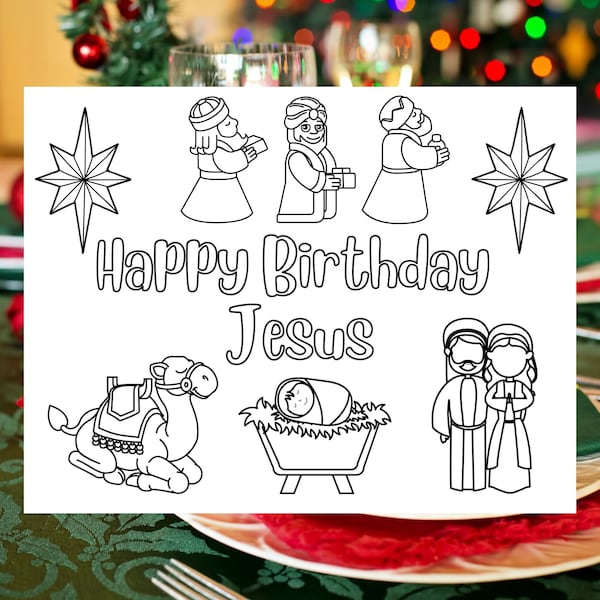 Happy Birthday Jesus Coloring Page - Etsy
