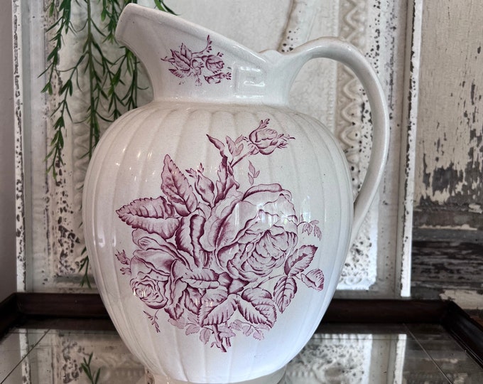 Vintage Ironstone Water Pitcher With Transware - Etsy