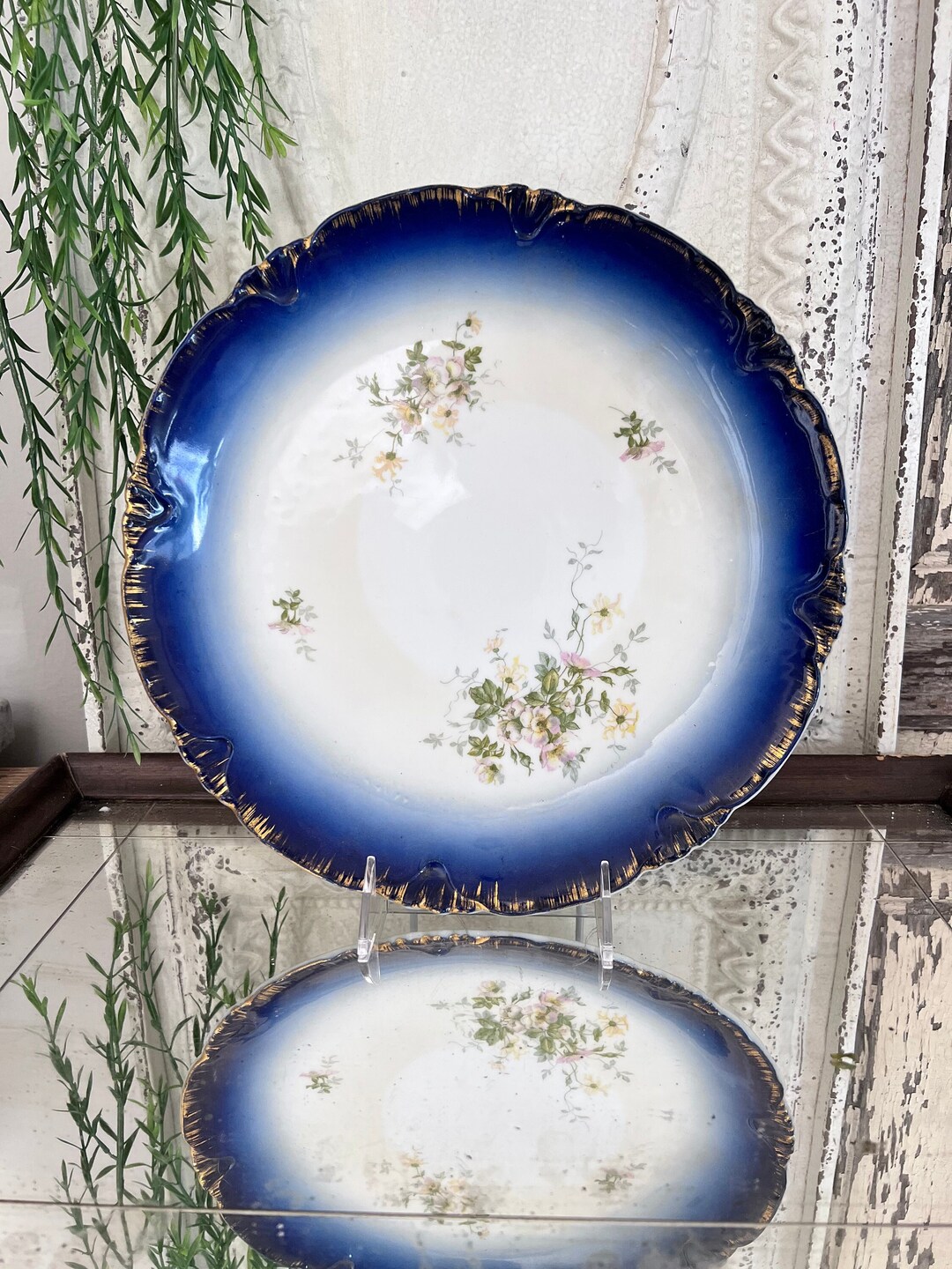 Antique Hand Painted European Gold Rim Platter - Etsy