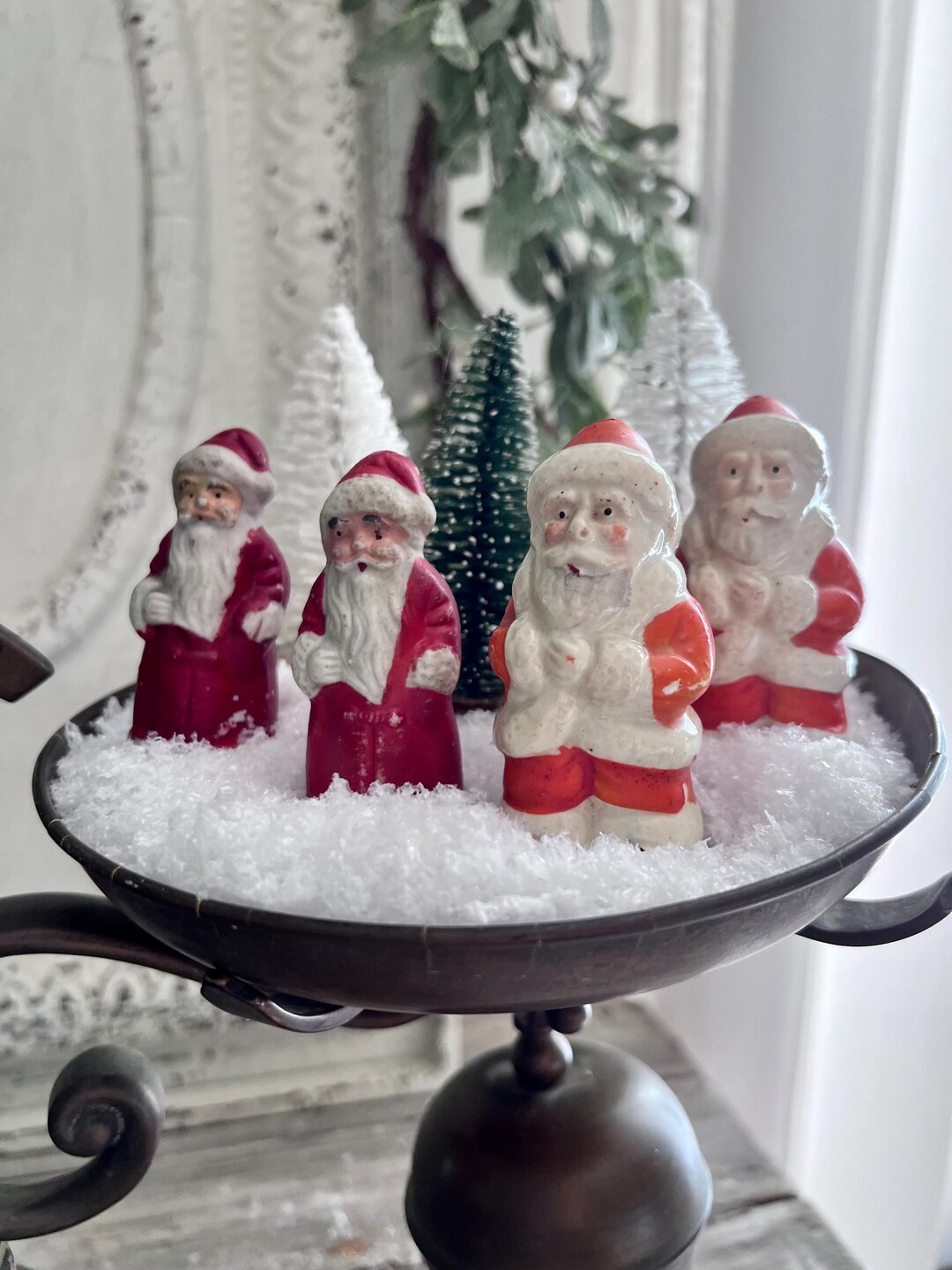 Vintage Christmas Santa Bisque and Porcelain Set - Etsy