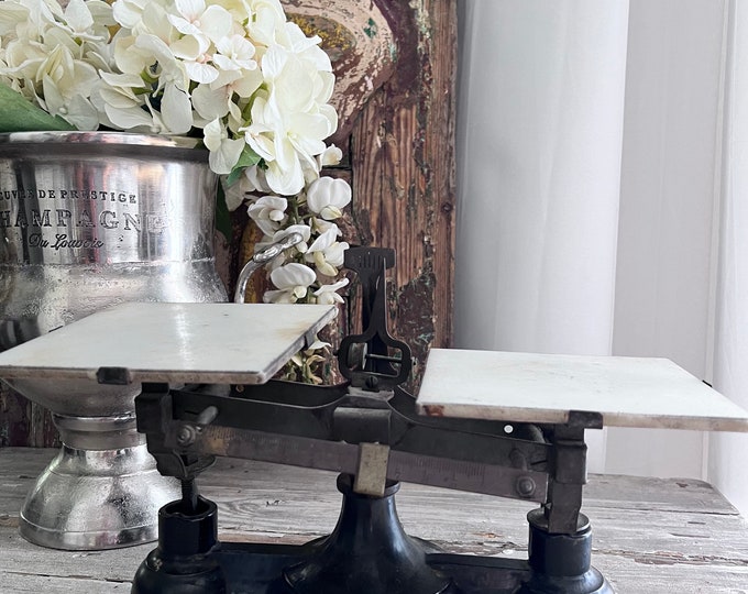 Antique Balance Scale With Porcelain Plates - Etsy