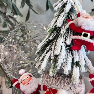 Vintage Flocked Santa Claus Display With Lidded Bowl and Snow. - Etsy
