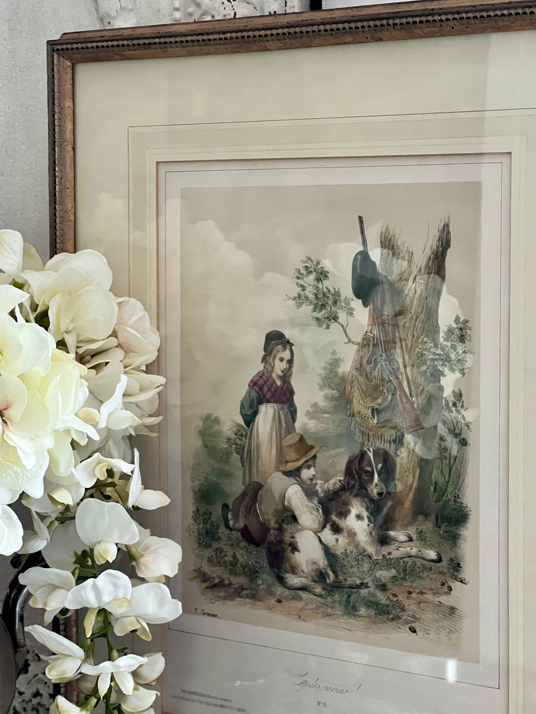 Antique French Colored Lithograph Framed - Etsy