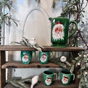 Vintage Santa Pitcher and Mugs Set - Etsy