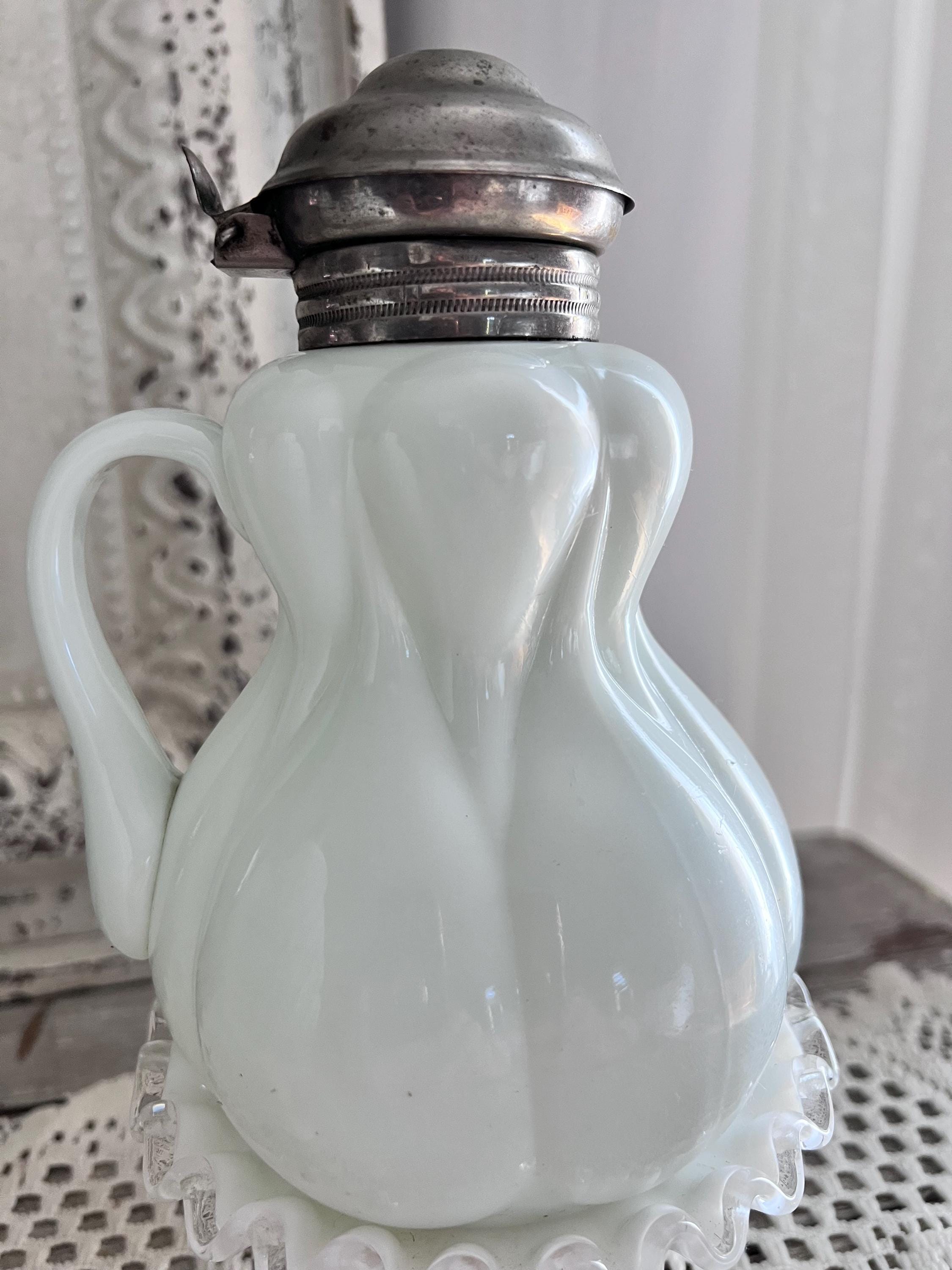 Antique Opalescent Milk Glass Syrup Pitchers - Etsy