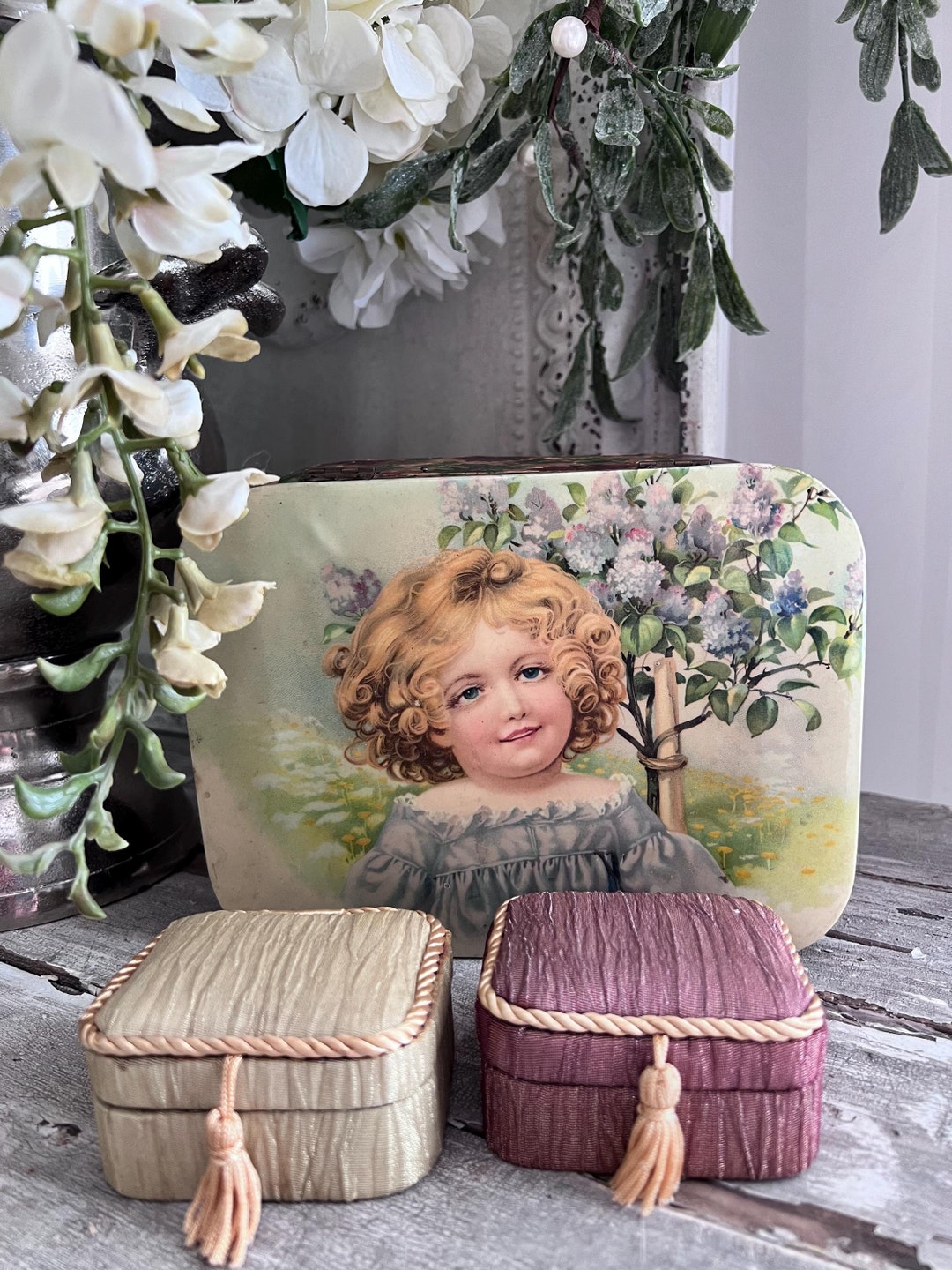 Antique ~ Vintage Celluloid Jewelry Box W. Trinket Boxes - Etsy