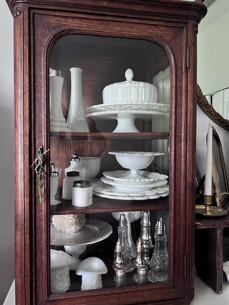 Vintage Milk Glass Top Shelf - Etsy