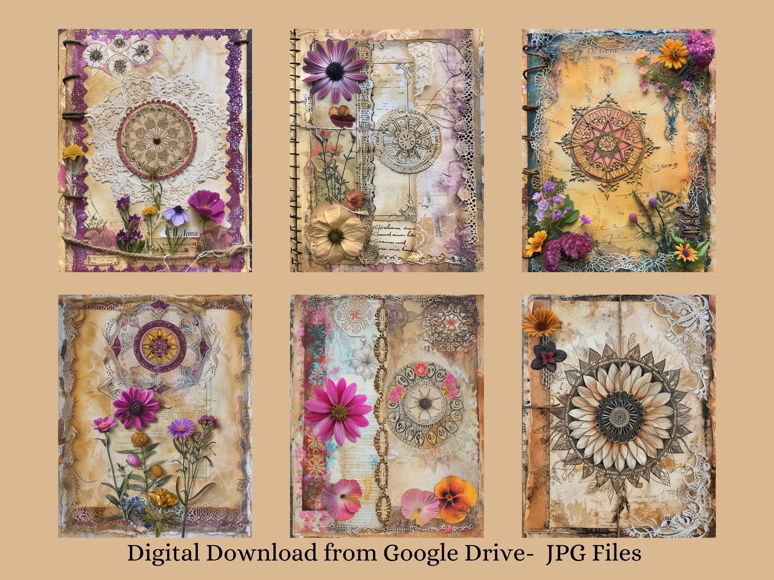 Boho Digital Journal Pages, Printable Vintage Junk Journal Kit, 8.5x11 ...
