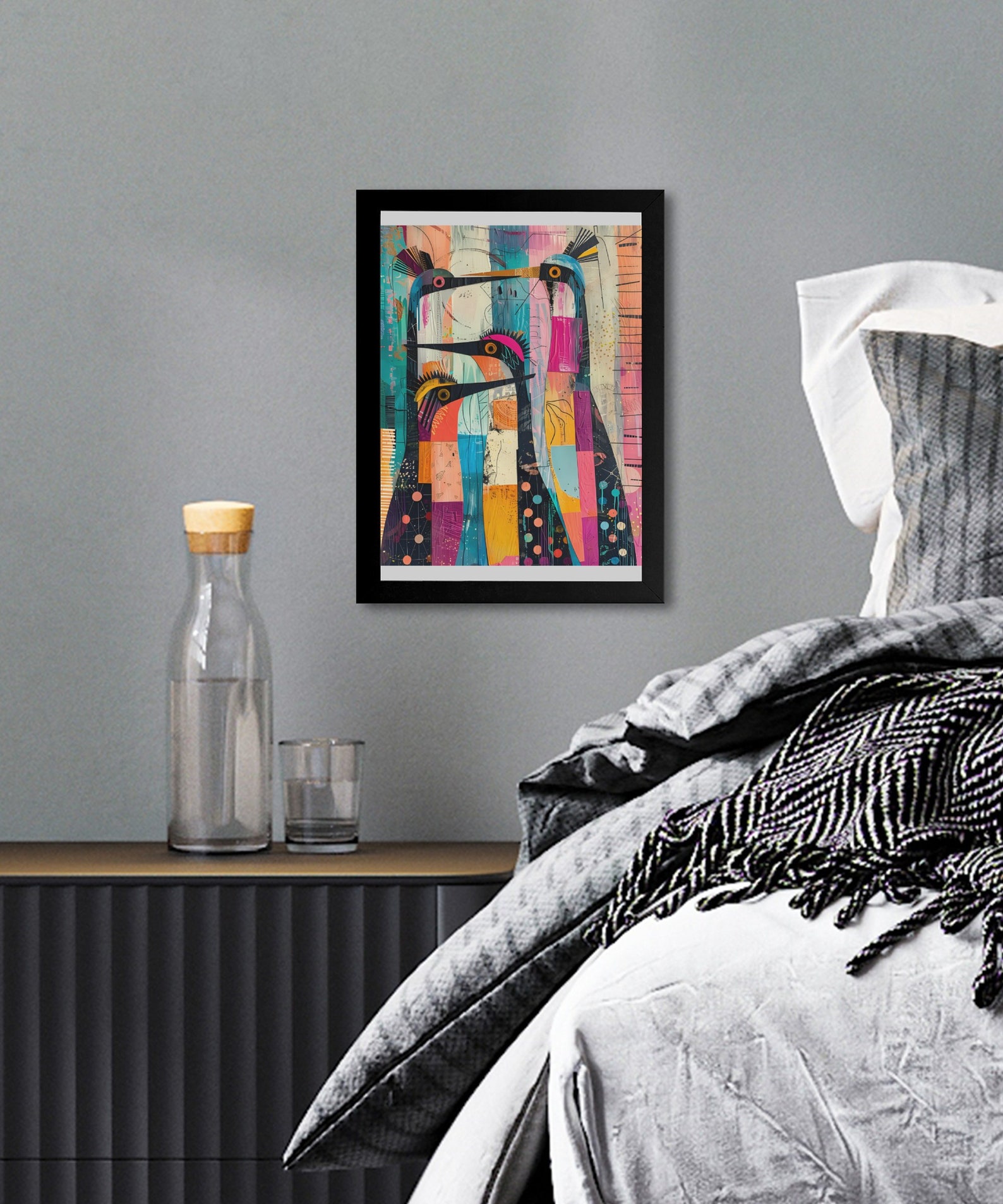 Abstract Birds Art, Printable Junk Journal Pages, Digital Download, 8.5 ...