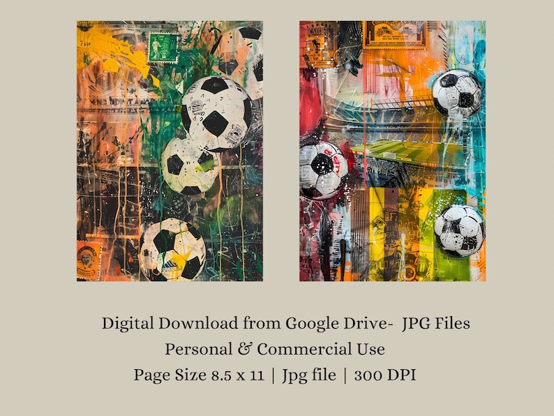 Soccer Game Euro Cup Digital Junk Journal Pages, Commercial Use 8.5x11 ...