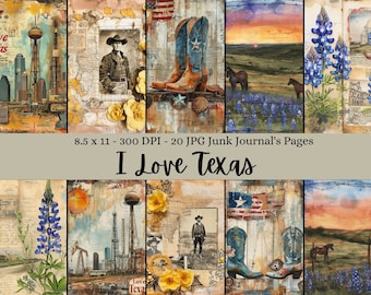 Texas Digital Scrapbooking Paper. Vintage. Instant Download. - Etsy