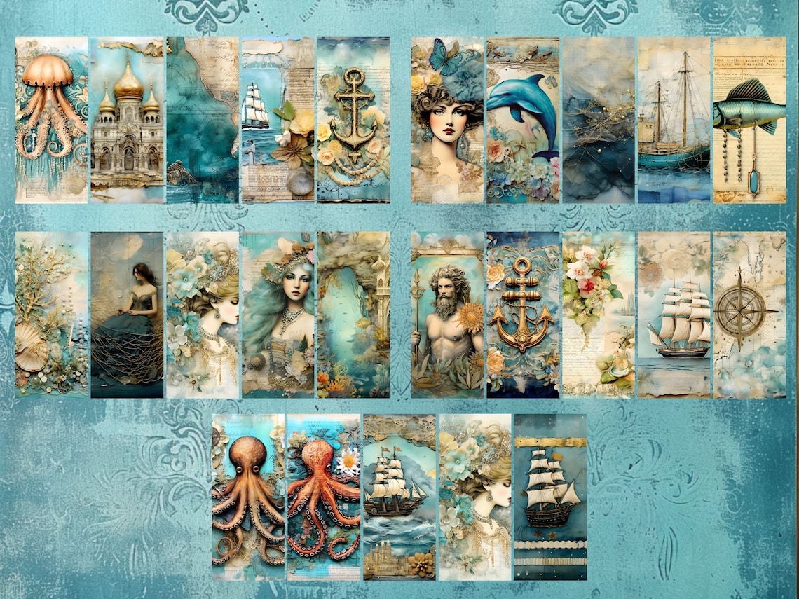 Under the Sea Digital Junk Journal Kit, Ocean Themed Ephemera, Vintage ...