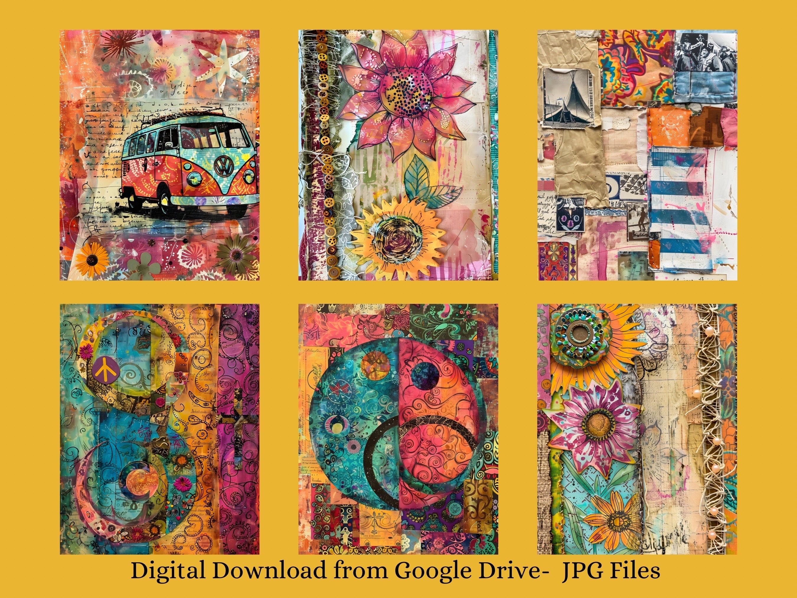 Bohemian Digital Junk Journal Kit, Hippie Papers, 8.5x11, Printable ...