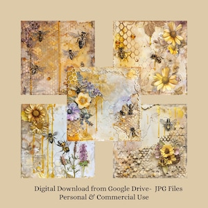Vintage Bee Digital Paper, Honeycomb Scrapbook Background, 12x12 ...