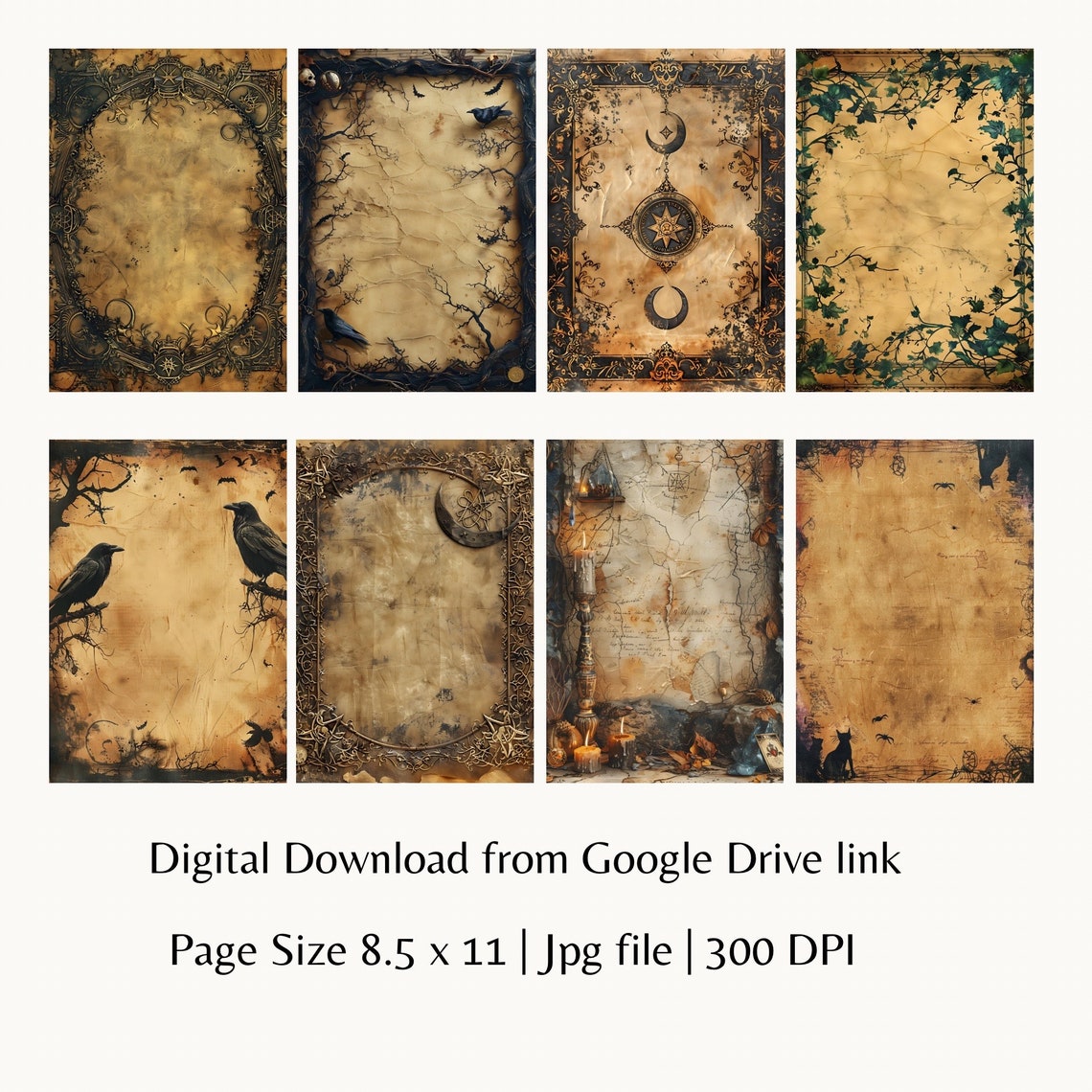 Witchcraft Paper Pack, Junk Journal Pages, 8.5 X 11 Printable JPEG ...