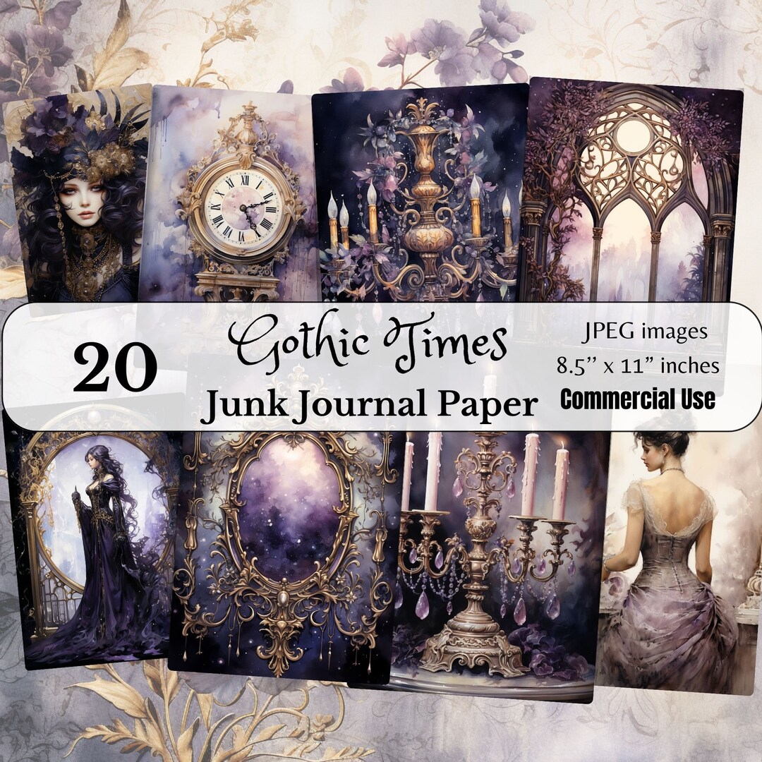 Gothic Junk Journal Digital Paper Pack, Vintage Gothic Printable ...