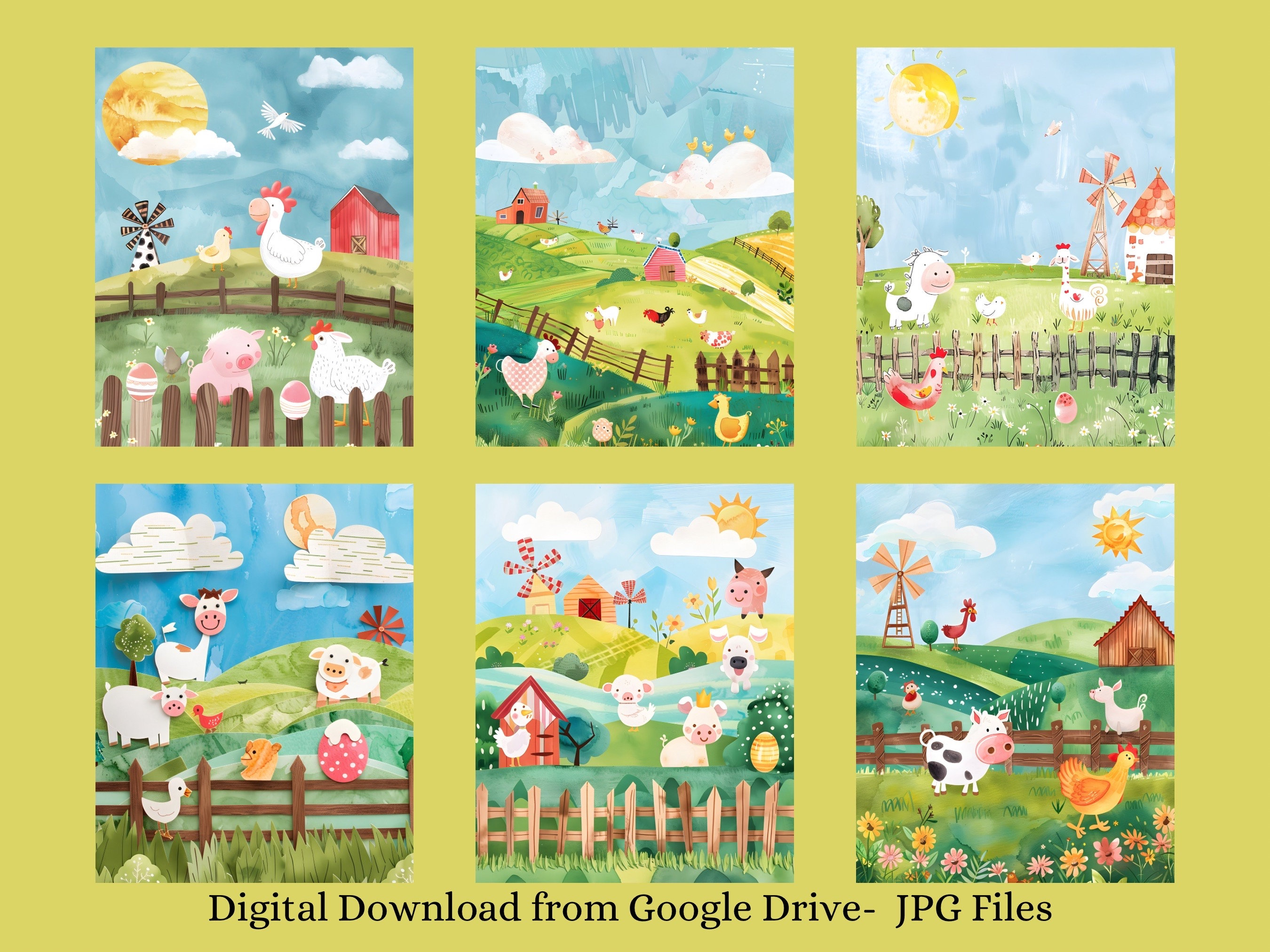 Kids Farm Digital Papers, Cute Animal Printables, Junk Journal Pages ...