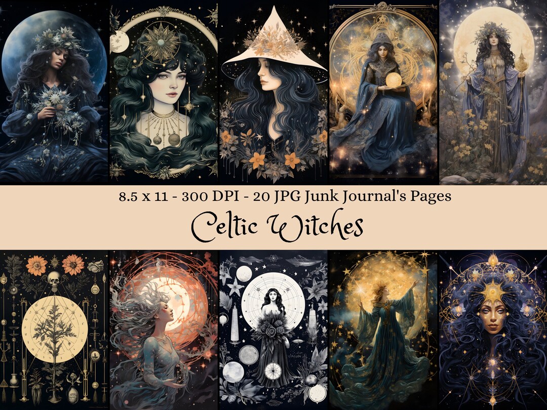 Celtic Witches Junk Journal Pages, Digital Download,8.5x11 Witchcraft ...