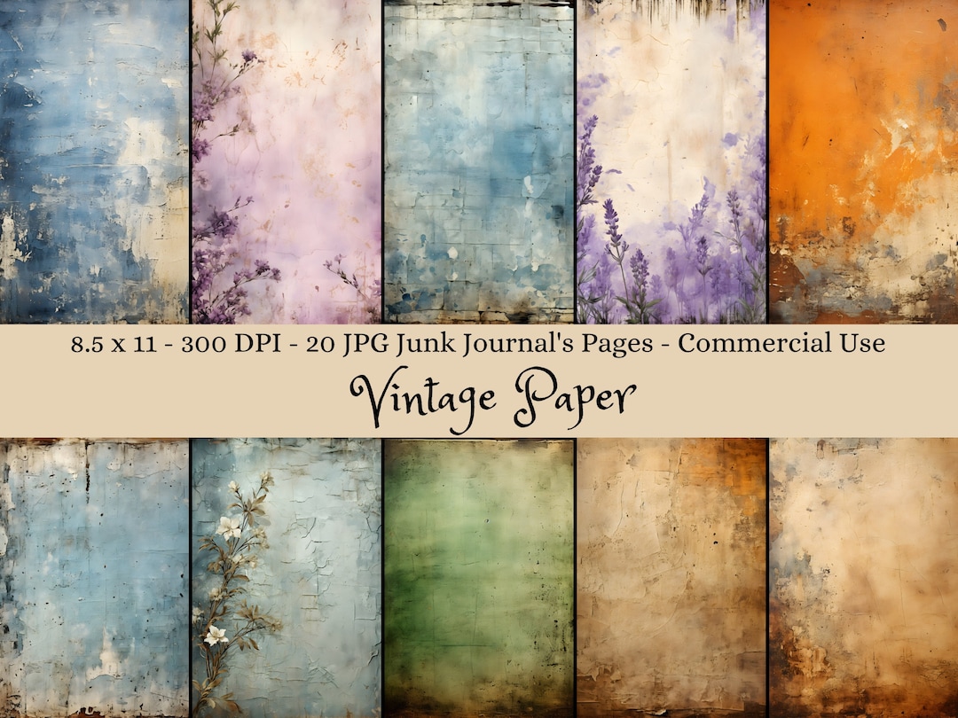 Vintage Digital Paper Pack, Junk Journal Pages, Scrapbooking, Printable ...