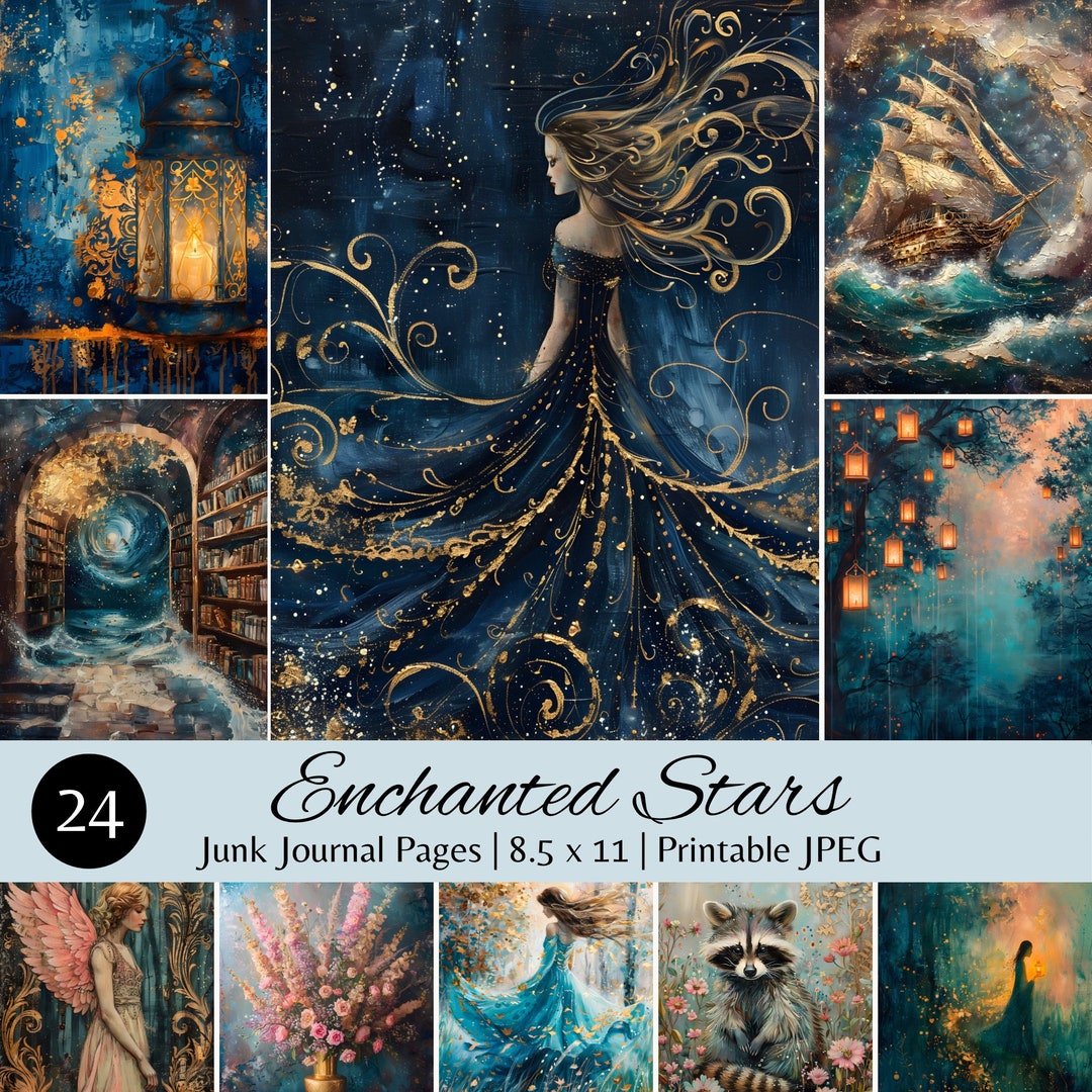 Enchanted Stars Junk Journal Pages, 8.5 X 11 Printable JPEG, Digital ...