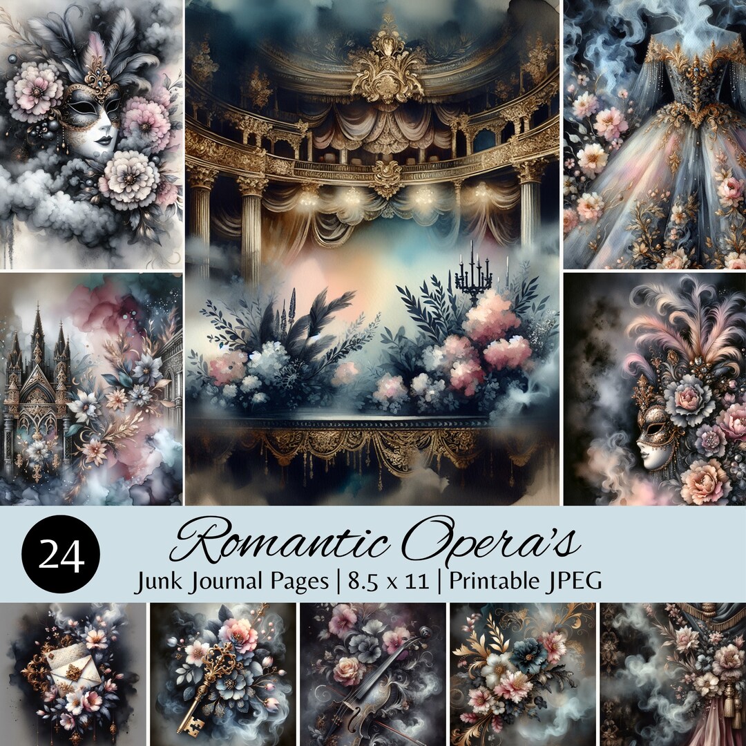 Elegant Vintage Opera Art, Printable Digital Collage, Junk Journal ...