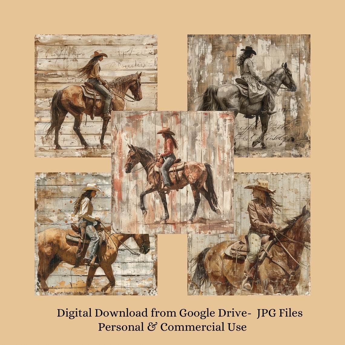 Western Cowgirl Scrapbook Pages,rustic Horse Theme,12x12 Digital Paper ...