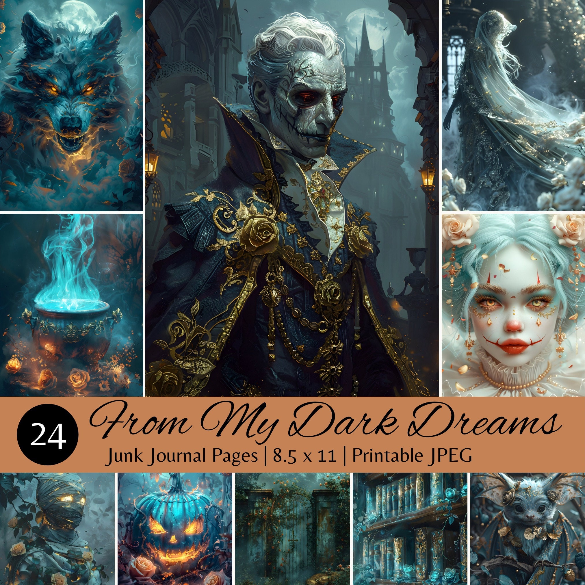 Dark Fantasy Junk Journal Pages, 8.5 X 11 Printable JPEG, Gothic Art ...