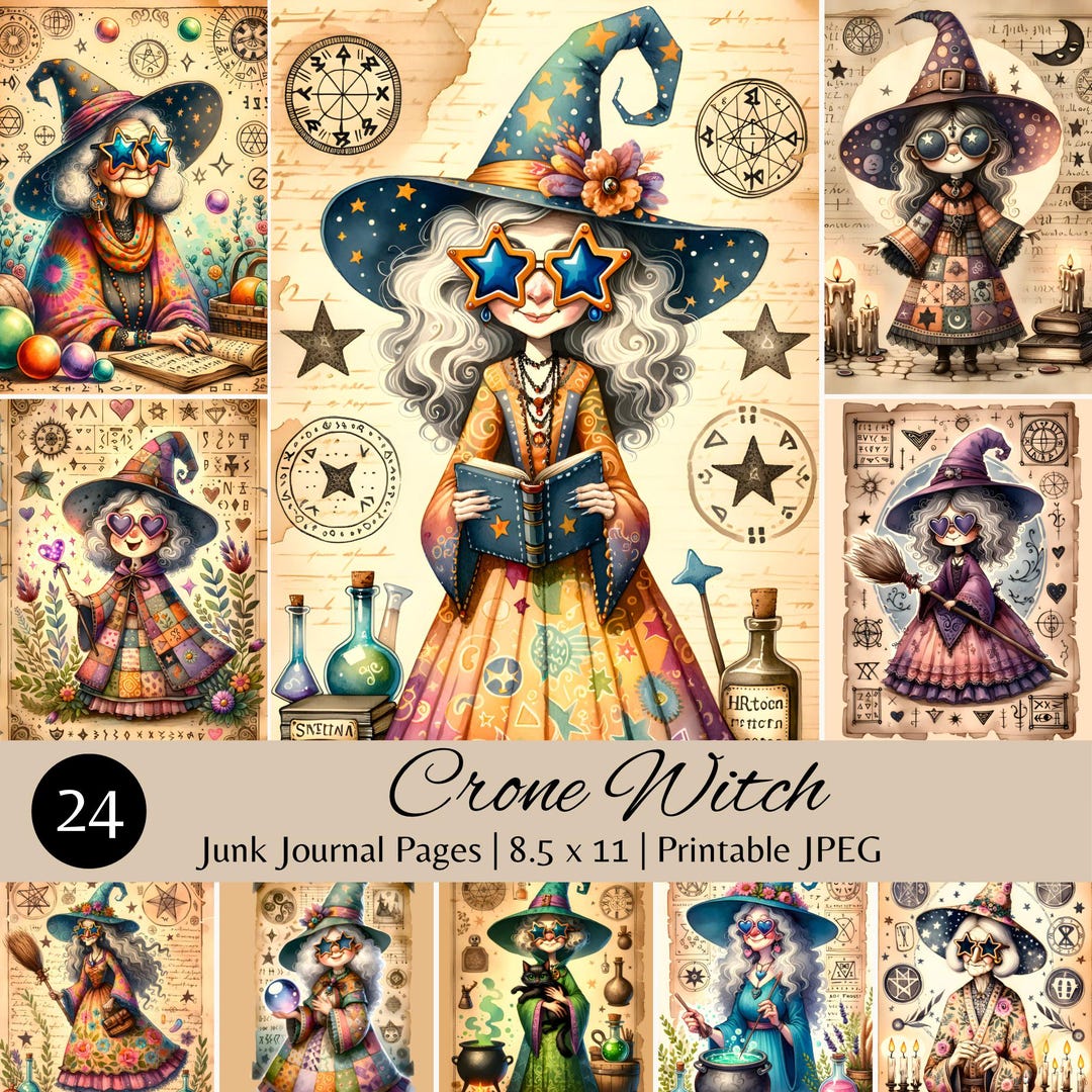 Crone Witch Junk Journal Pages, Digital Download, Printable Art ...