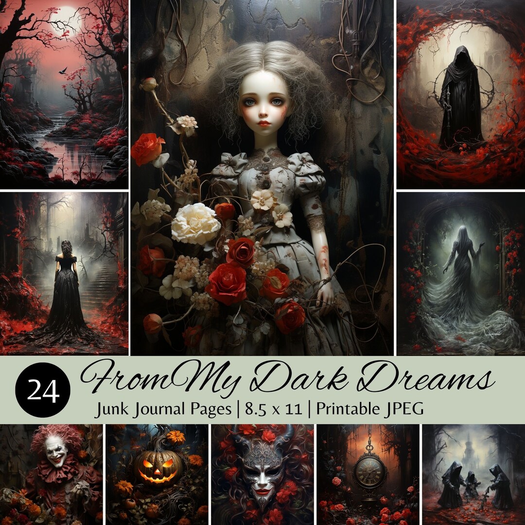Haunted Shadows: Creepy Dark Horror Fantasy Digital Junk Journal Pages ...