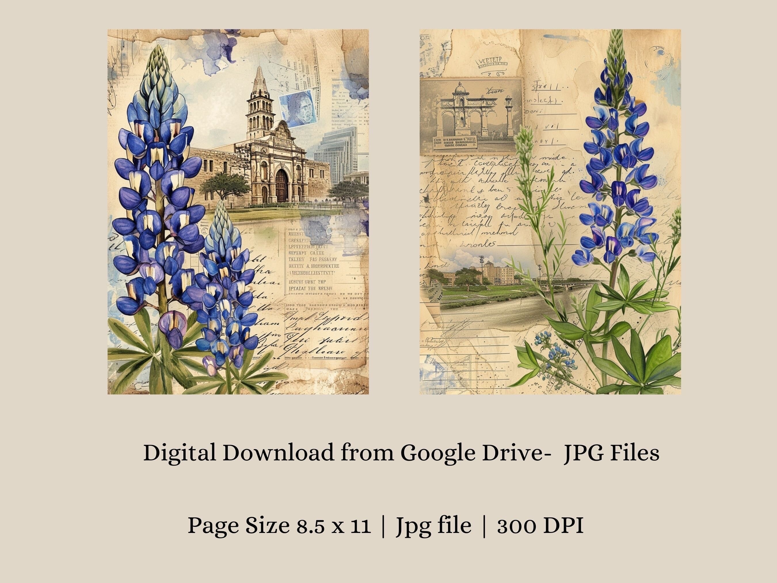 Texas Themed Digital Junk Journal Pages, Vintage Western Collage, Jpg ...