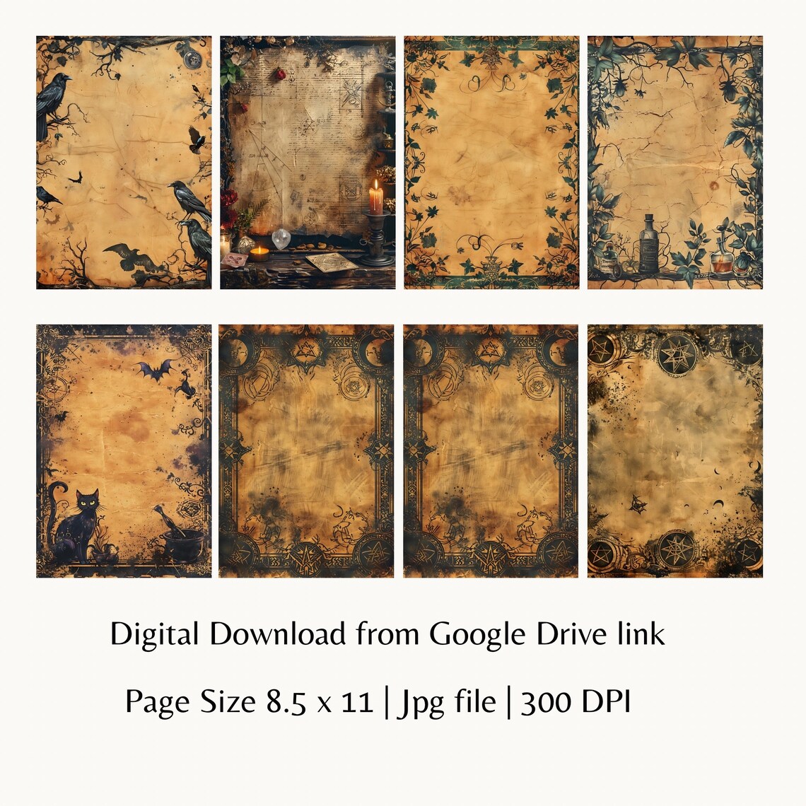 Witchcraft Paper Pack, Junk Journal Pages, 8.5 X 11 Printable JPEG ...