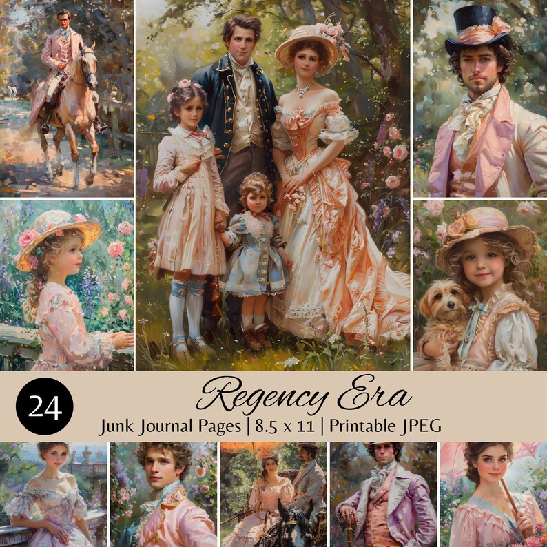 Regency Era Junk Journal Pages, 8.5 X 11 Printable JPEG, Vintage Style ...