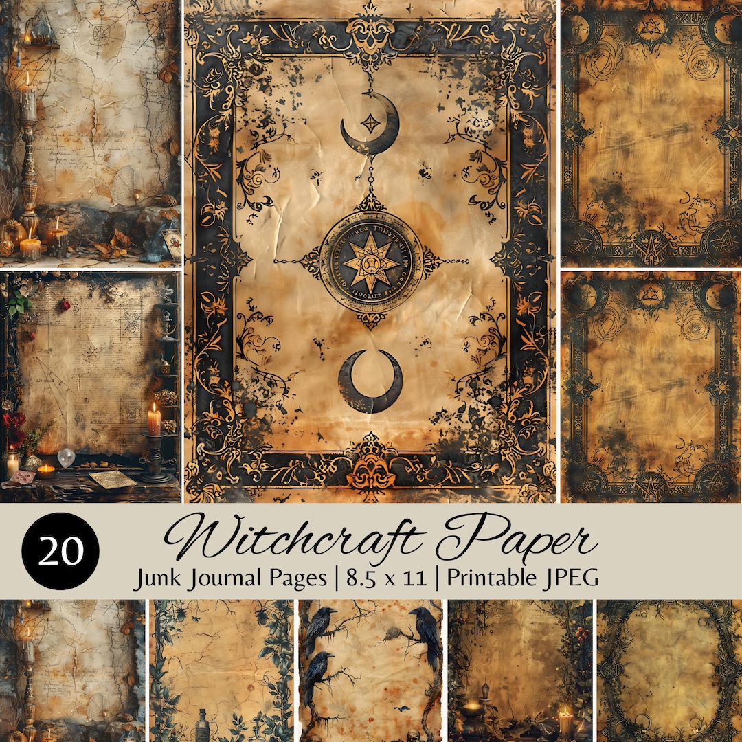 Witchcraft Paper Pack, Junk Journal Pages, 8.5 X 11 Printable JPEG ...