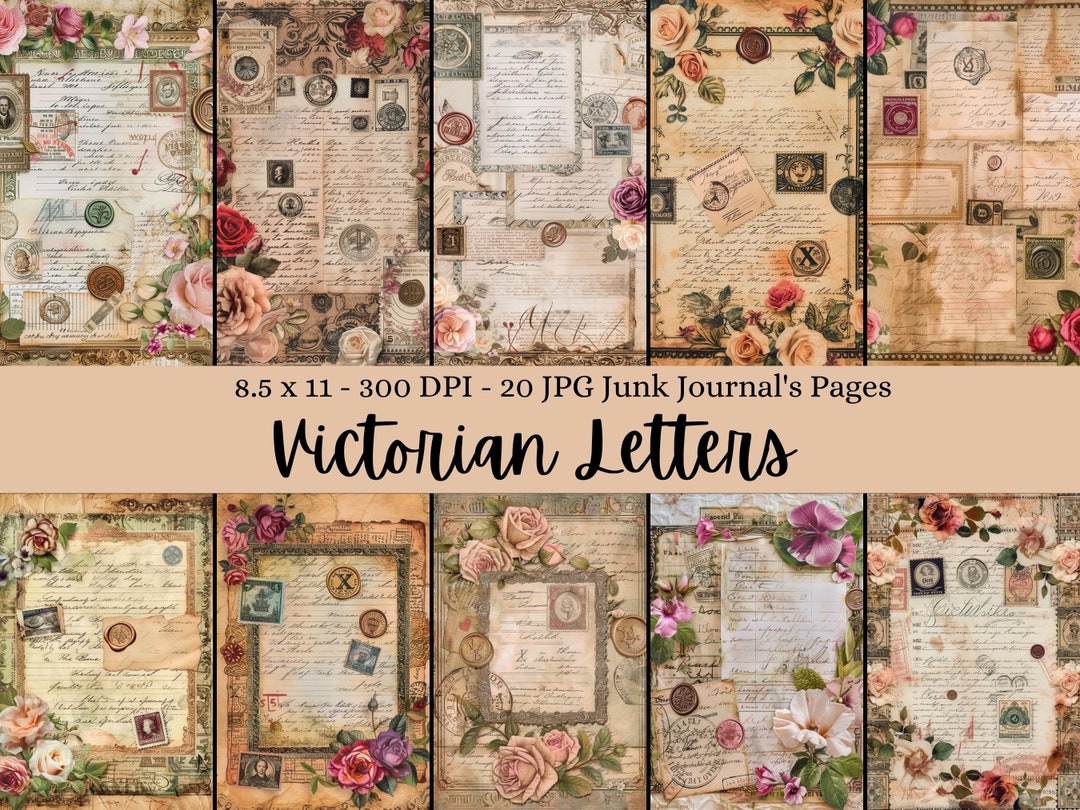 Vintage Victorian Letters Digital Paper, Junk Journal Pages, Printable ...