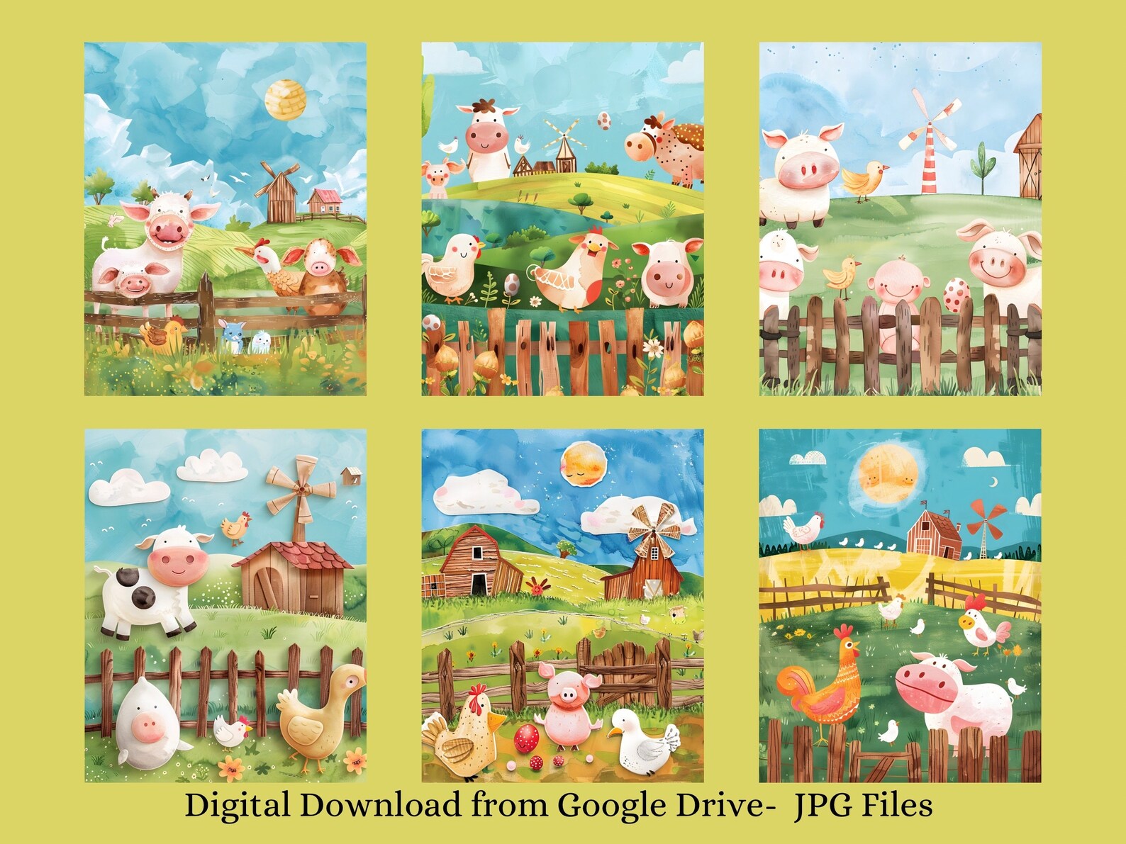 Kids Farm Digital Papers, Cute Animal Printables, Junk Journal Pages ...