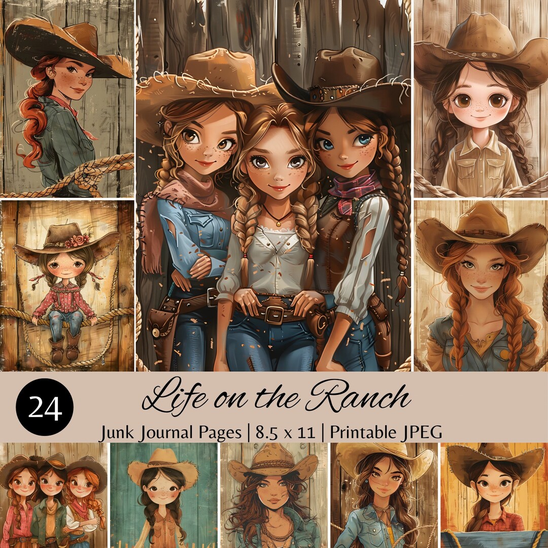 Life on the Ranch Junk Journal Pages, 24 Printable Jpegs, 8.5 X 11 ...
