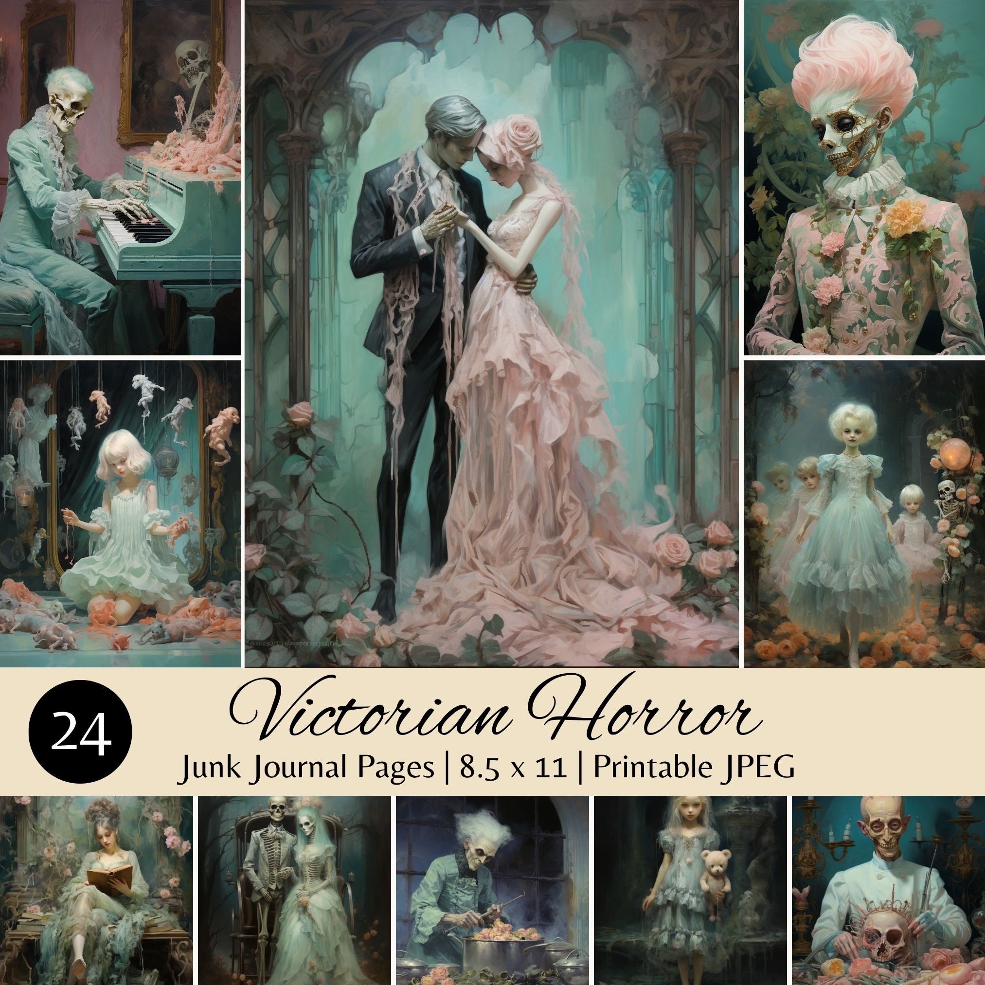 Victorian Horror Junk Journal Pages, 8.5 X 11 Printable JPEG, Dark ...